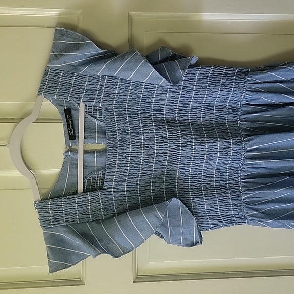 Simplee Apparel | Dresses | Pinstripe Smocked Midi Dress By Simplee ...